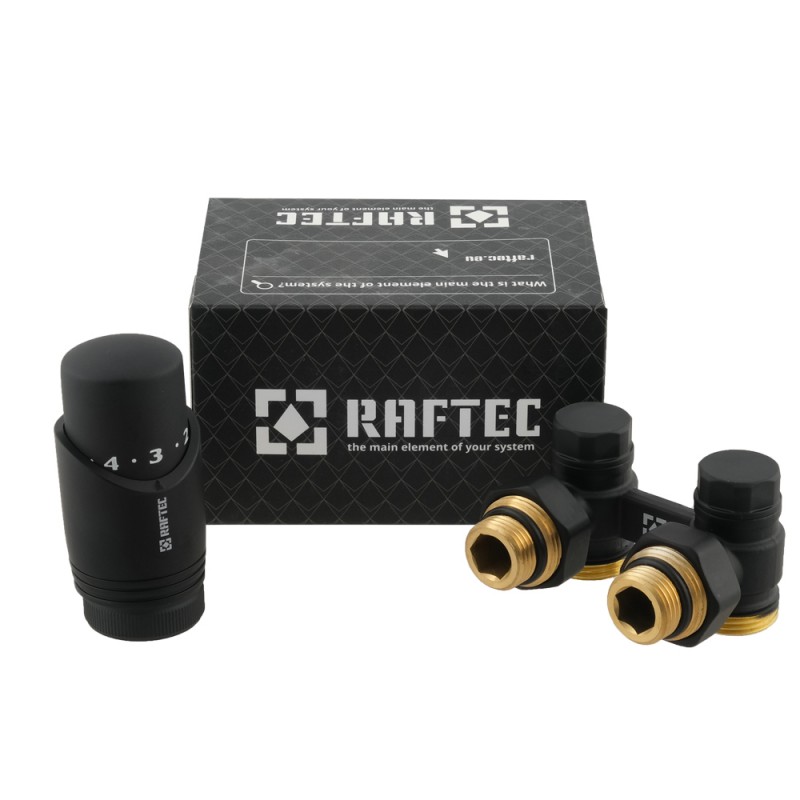 Angled H-pattern bottom radiator valve with thermal head kit DAHU11-B
